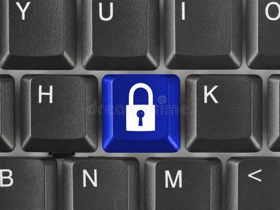 Computer Keyboard with Security Key Stock Image - Image of access ...