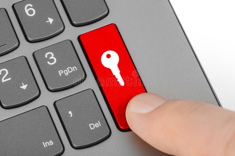 Computer Keyboard with Security Key Stock Photo - Image of internet ...