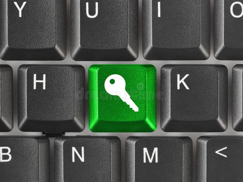 Computer Keyboard with Security Key Stock Photo - Image of business ...