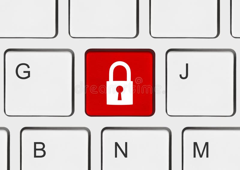 Computer Keyboard with Security Key Stock Photo - Image of ...