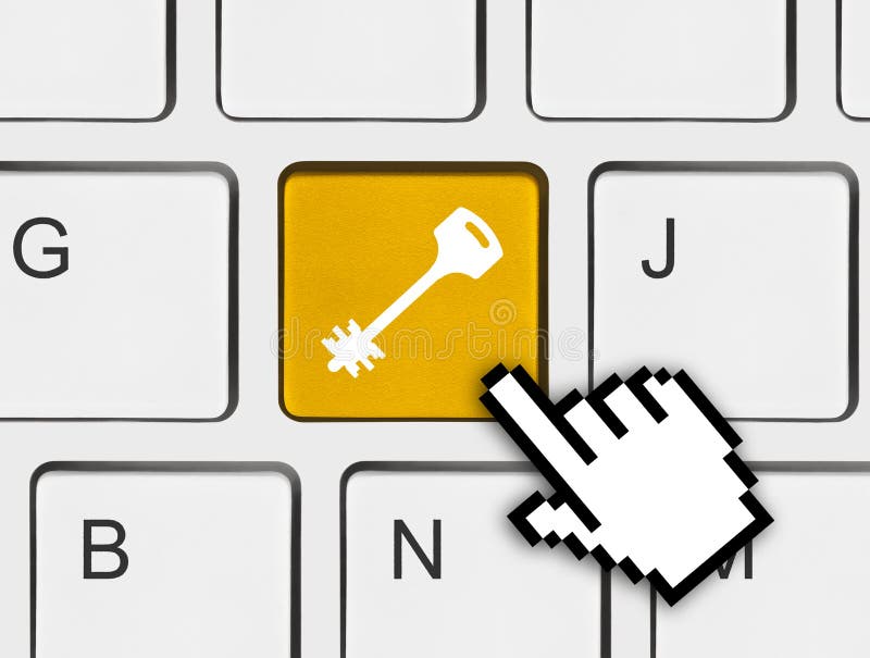 Computer Keyboard with Security Key Stock Image - Image of closed, data ...