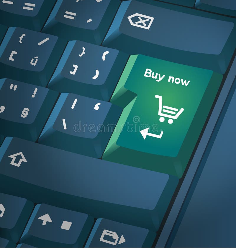 Computer Keyboard with Shopping Key Stock Vector - Illustration of ...