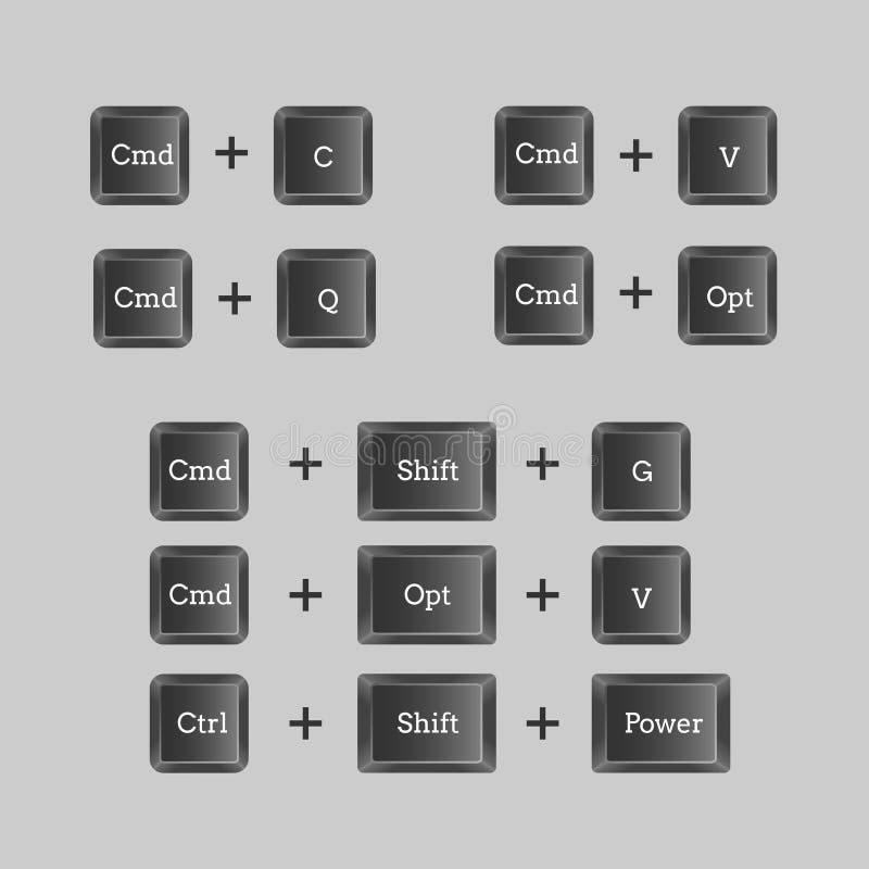 Computer Keyboard Shortcuts with Vector Buttons Stock Vector ...