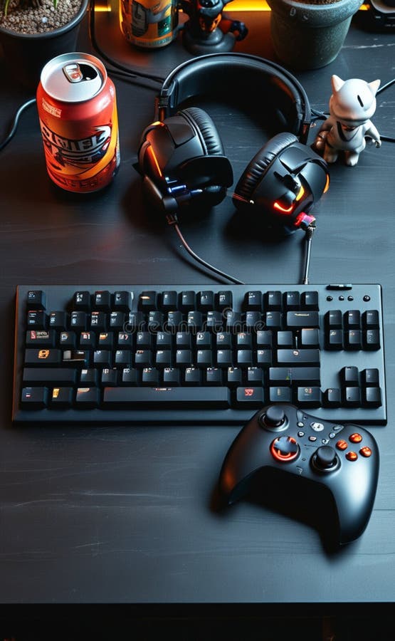 A Computer Keyboard and a Gaming Mouse on a Desk Stock Illustration ...