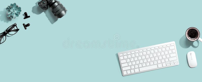 Computer Keyboard and SLR Camera Stock Photo - Image of flat, shopping ...