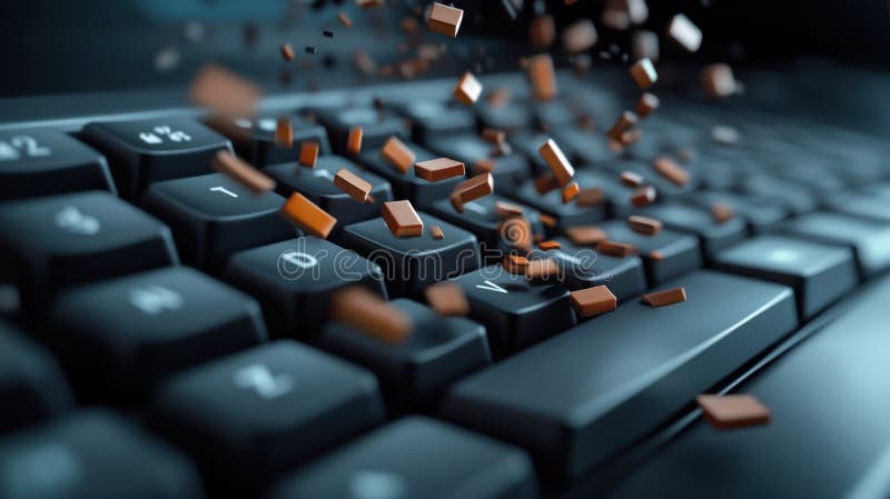 A Computer Keyboard with Small Pieces of Plastic Falling Off, AI Stock ...