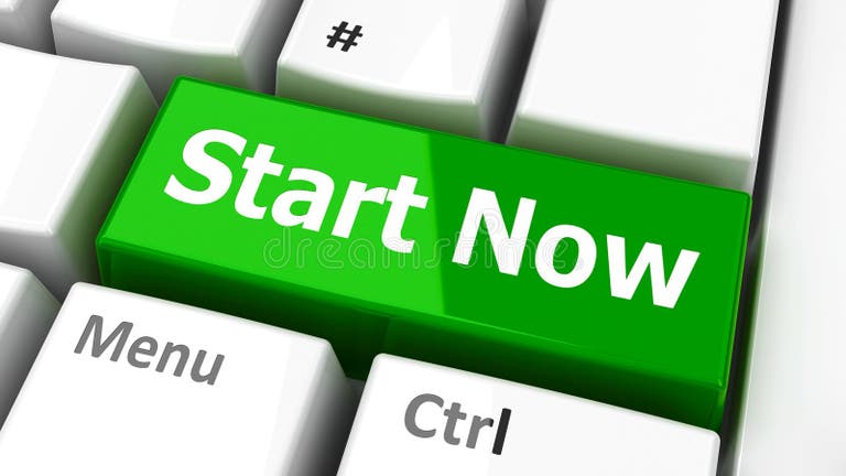 Computer Keyboard Start Now Stock Illustration - Illustration of black ...