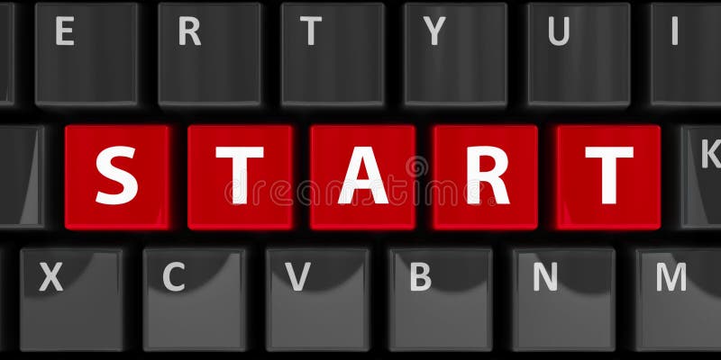 Keyboard with start button stock illustration. Illustration of activate ...