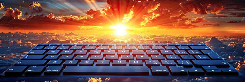 A Computer Keyboard with Sunlight Shining through Cloudy Skies Stock ...