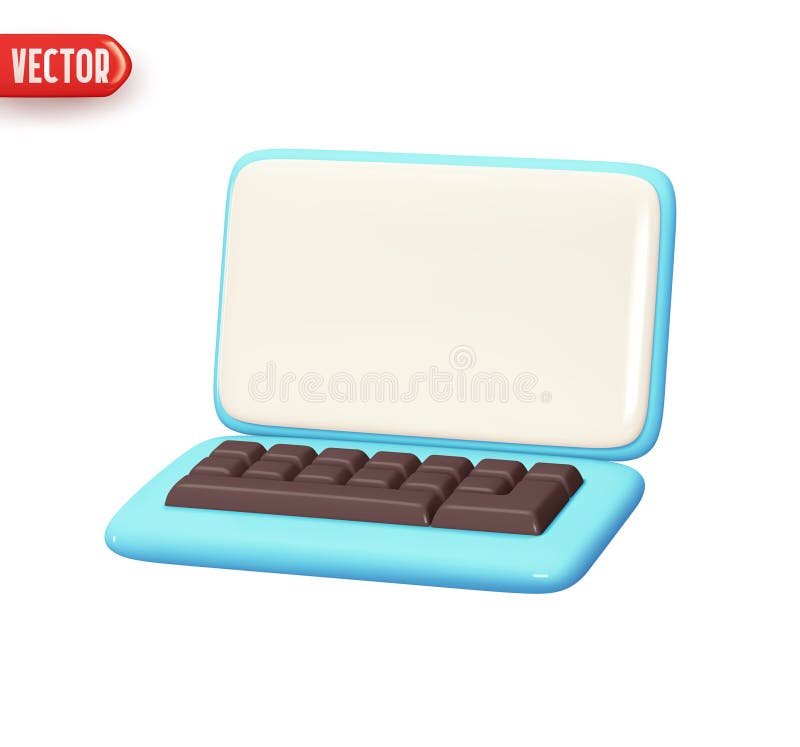Computer with Keyboard. Template Modern Device Notebook. Realistic 3d ...