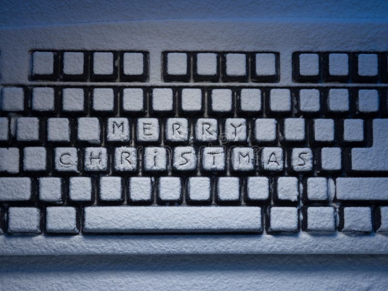Computer Keyboard with Text Merry Christmas on Buttons Covered with ...