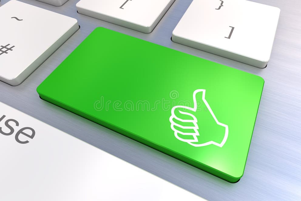 Computer Keyboard with Thumb Gesturing Hand Key Stock Illustration ...