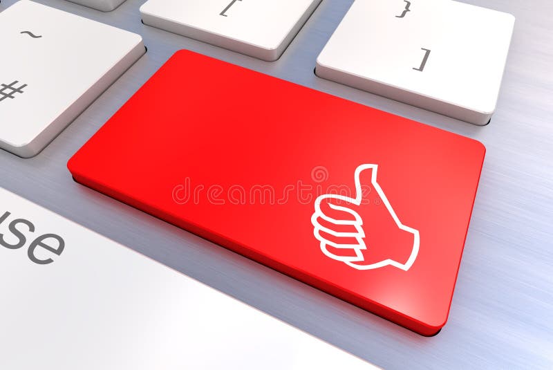 Computer Keyboard with Thumb Gesturing Hand Key Stock Illustration ...