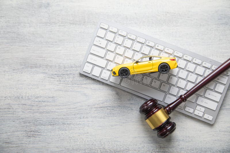 Computer Keyboard, Toy Car and Judge Gavel Stock Illustration ...
