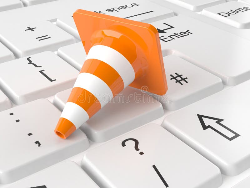 Computer Keyboard with Traffic Cone Stock Illustration - Illustration ...