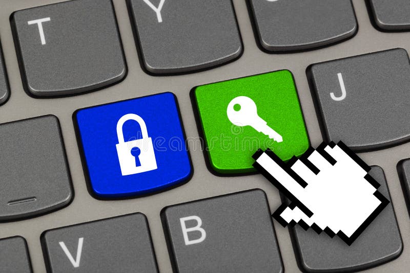 Keyboard with security key stock image. Image of locked - 2360399