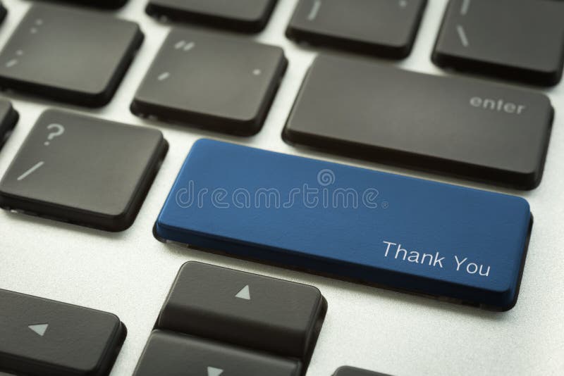 Computer Keyboard with Typographic THANK YOU Button Stock Photo - Image ...