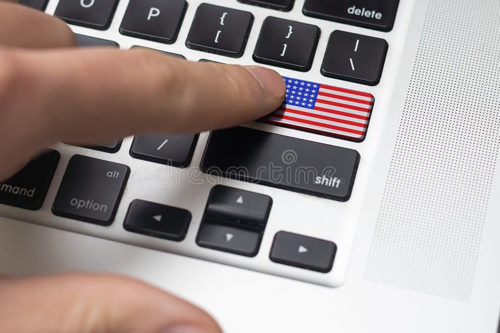 Computer Keyboard with the US Flag on it Stock Image - Image of symbol ...