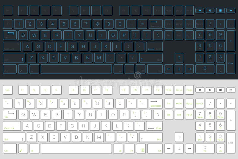 Computer Keyboard Vector Isolated. Gray and White Version Stock Vector ...