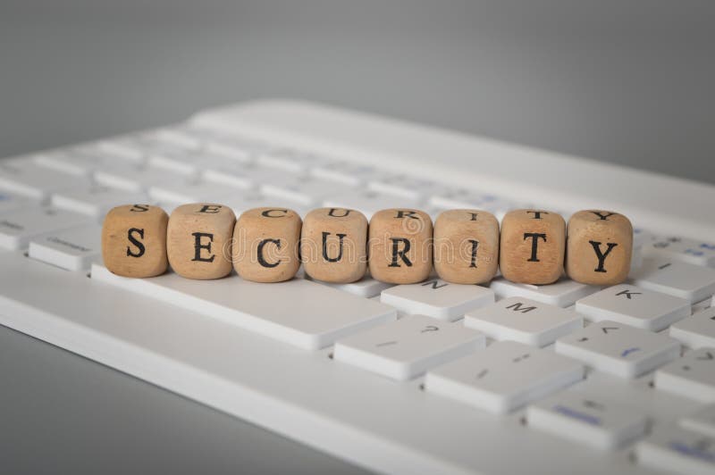 Computer Keyboard and Wooden Cube with Text SECURITY Stock Image ...