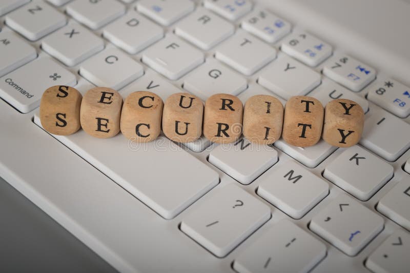 Computer Keyboard and Wooden Cube with Text SECURITY Stock Photo ...