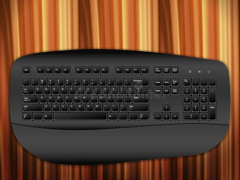 Computer Keyboard on Wooden Desk Stock Vector - Illustration of board ...