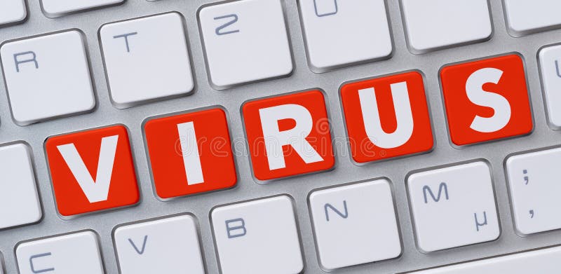 Word VIRUS in Flaming Font Isolated on Black Background for Disease ...