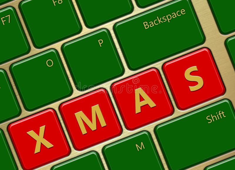 Computer Keyboard with Xmas Buttons Stock Illustration - Illustration ...