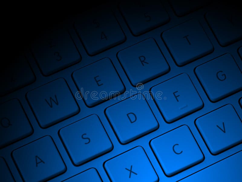 Computer Keys with Blue Lighting Stock Image - Image of computing ...