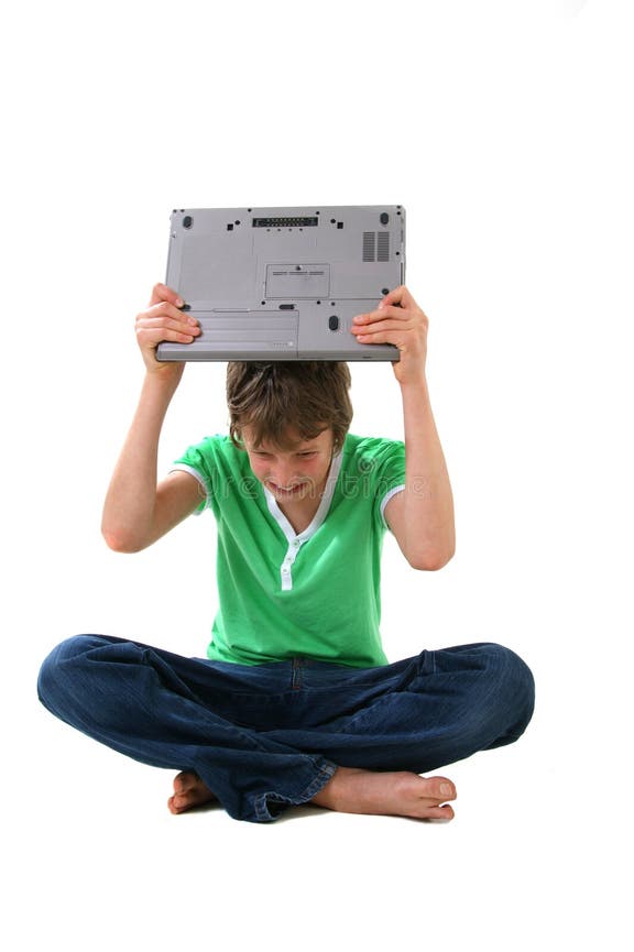 Computer Kid stock photo. Image of anger, office, frustrationteen - 7302472