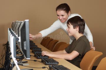 In computer lab stock photo. Image of jobs, kids, teacher - 6336742