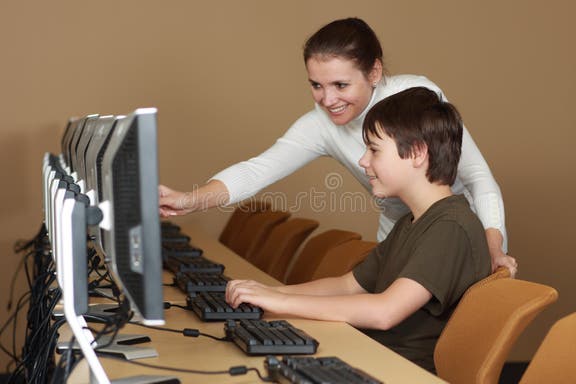 In computer lab stock photo. Image of jobs, kids, teacher - 6336742