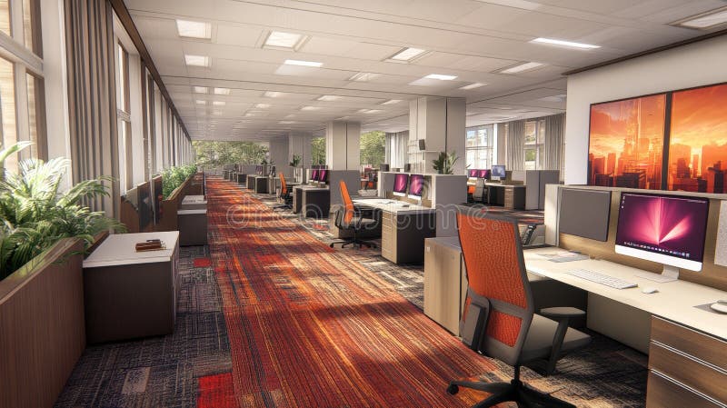 Computer Lab Filled with Vibrant Colors and Equipped with Workstations ...