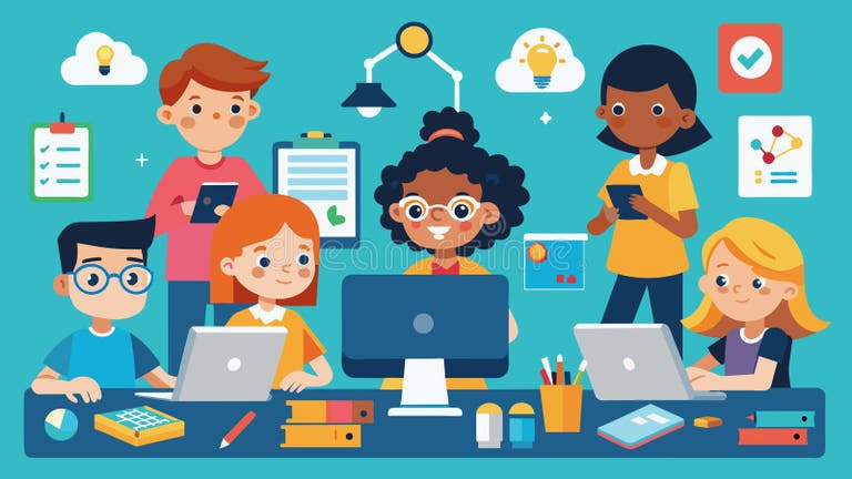 Children Working Computer Stock Illustrations – 1,331 Children Working ...