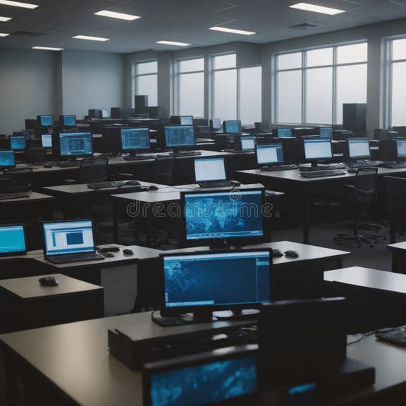 The Computer Labs, an Empty Computer Labs, with Computer Screen on ...