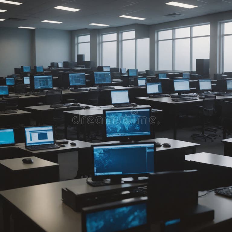 The Computer Labs, an Empty Computer Labs, with Computer Screen on ...