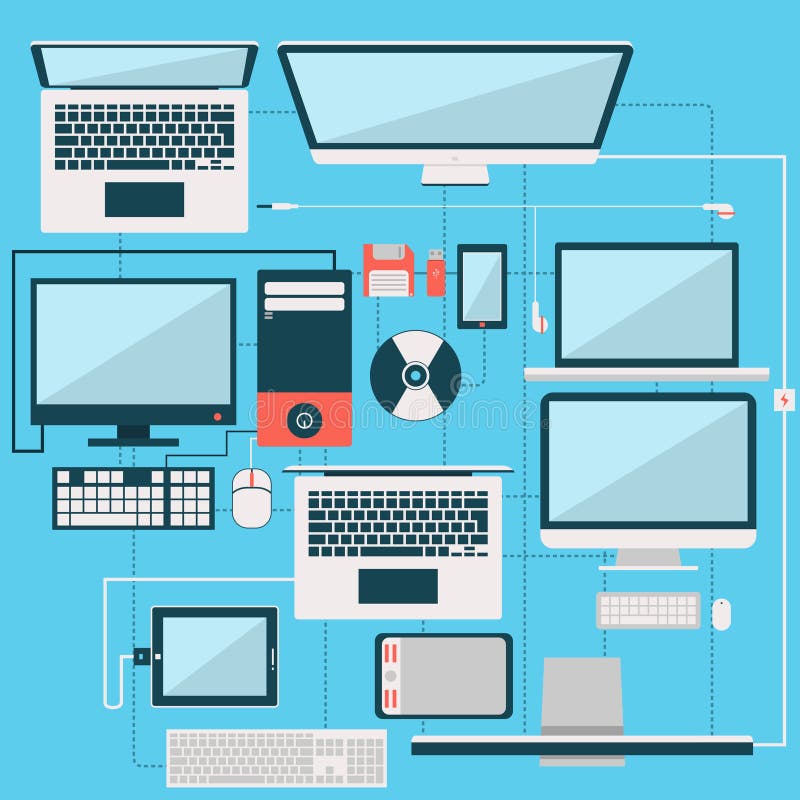 Computer Laptop and Another Gadget Flat Design Collection Stock Vector ...