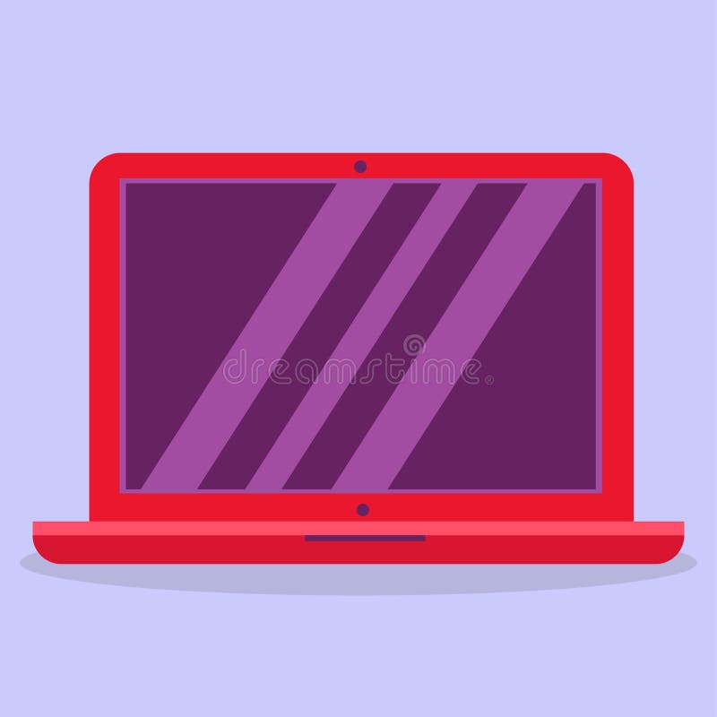 A Computer Laptop with a Blank Screen. Flat Vector Illustration Stock ...