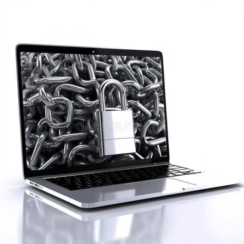 Computer Laptop Chains Padlock Security Lock Privacy Protection ...