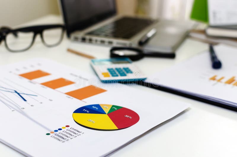 Computer laptop and chart stock photo. Image of graph - 64207594