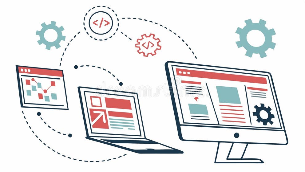 Computer and Laptop Coding, Software Development, Programming, Tech, Vector Design, Generative ...