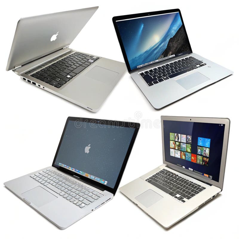 Computer Laptop Collection from Various Angles Isolated on White ...