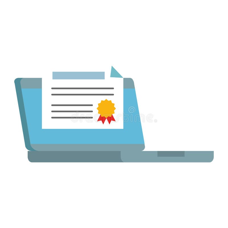 Computer Laptop with Diploma Stock Vector - Illustration of data, icon ...