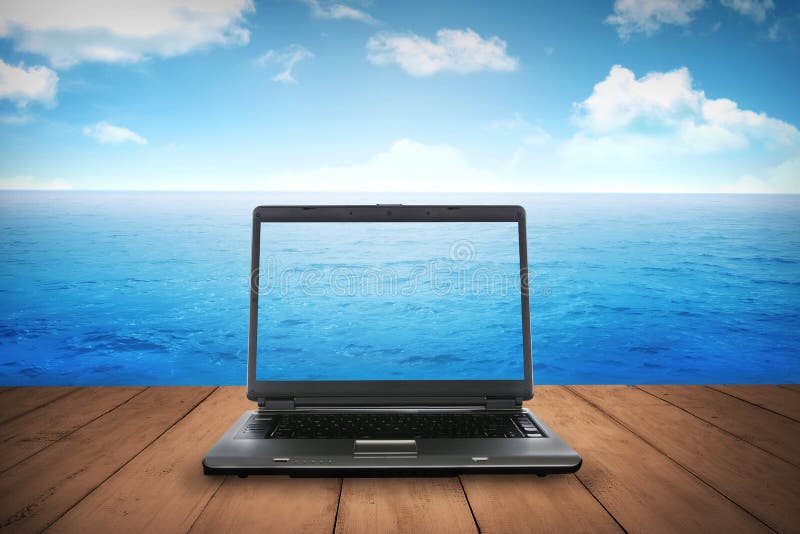 Computer Laptop on the Dock Stock Photo - Image of board, place: 60976708