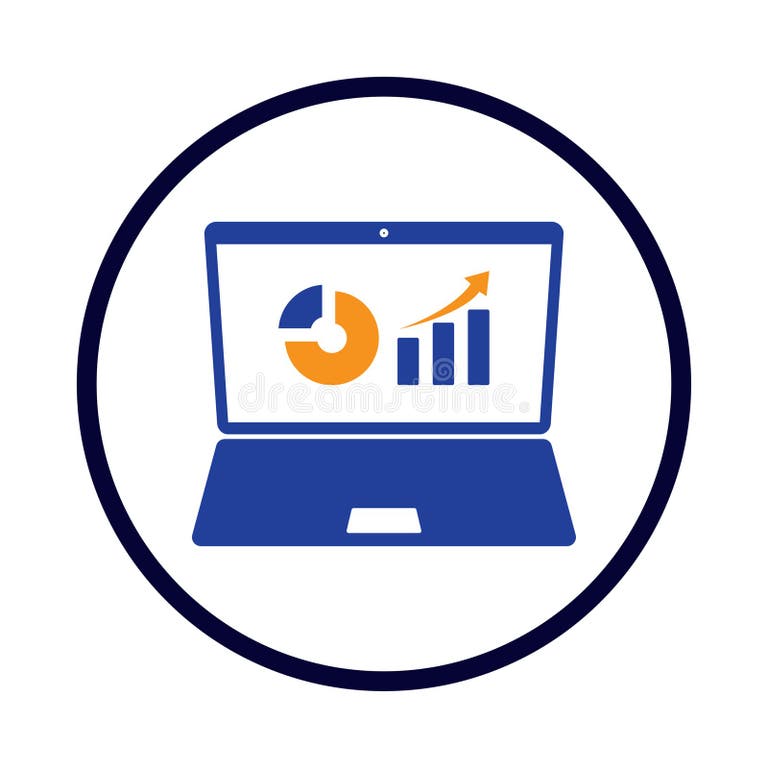 Computer, Laptop, Graph Chart, Online Graph Chart Icon Stock Vector ...
