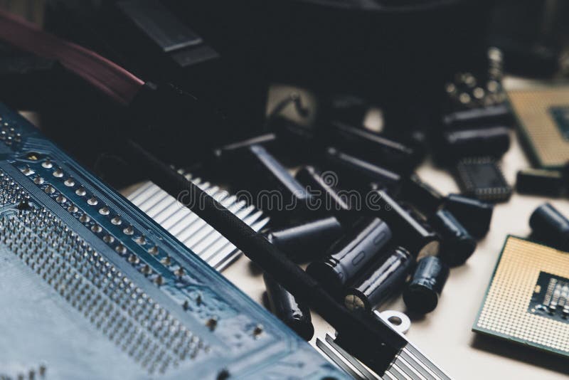 Computer and Laptop Hardware on the White Background , Flat Lay. PC ...