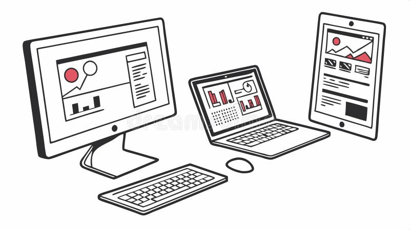 Computer and Laptop Illustration, Technology and Digital Work Themes ...