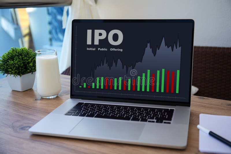 Computer Laptop With IPO Stocks Purchase App On Screen Stock Image ...