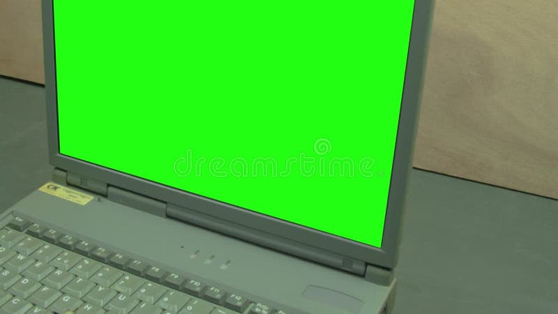 Computer Laptop Keyboard Green Screen Ready for Keying. Camera Dolly ...