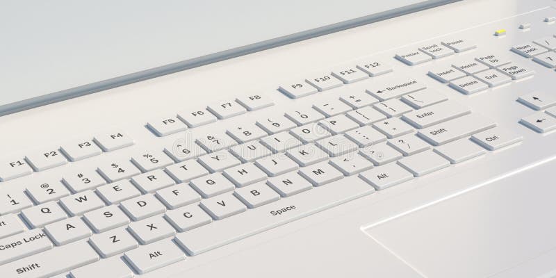 Computer Laptop Keyboard, White Color Closeup View. 3d Illustration ...